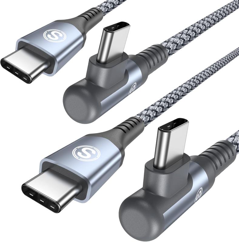 タイプc ケーブル L字【2本セット 2m】Sweguard USB C-C ケーブル【PD QC3.0対応60W急速充電】iPhone 17 16 15充電 充電器 アイフォン16 15/いphone15 16 pro Max, MacB...