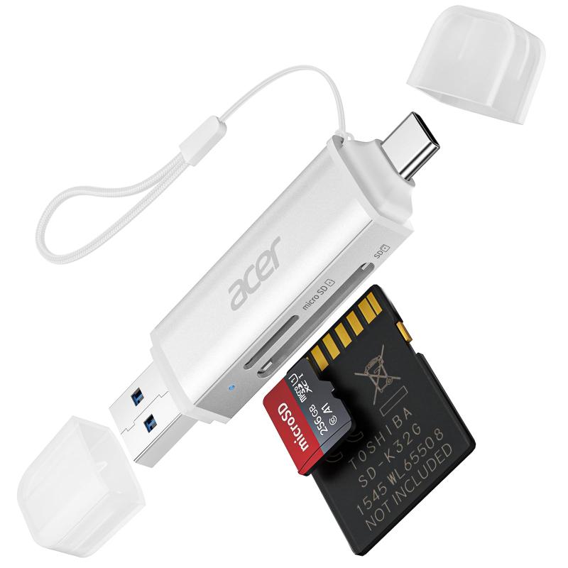 Acer SDカードリーダー【2-in-1】マイクロSDカードリーダー Type-C &amp; USB 3.0 超高速転送 OTG対応 Android タブレット/スマホ/iPhone 17・16・15シリーズ/ Windows PC/L...