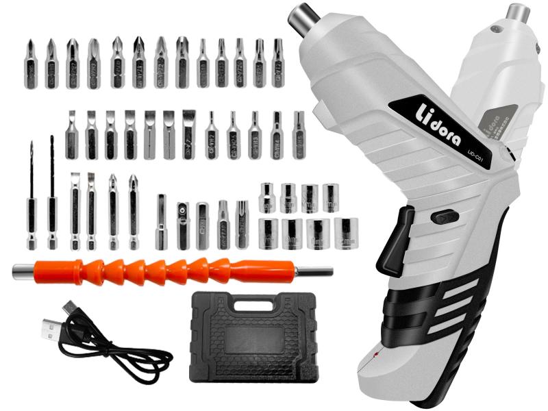 MTK エムティーケー 電動ドライバー 47点セット 電動ドリルドライバー 正逆転切り替え LEDライト付き 小型 工具 USB充電ケーブル付き LID-C01-GY グレー【女性にやさしい軽量コンパクト】女性でも手軽に使えるサイズ感。購入...