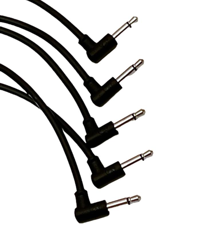 Starving Students Music Supplies SSMS - Luigis Modular M-PAR 直角ユーロラックパッチケーブル - ブラックケーブル5本入り(10cm)シールドとPVCケーシング付きの28AWG銅線...