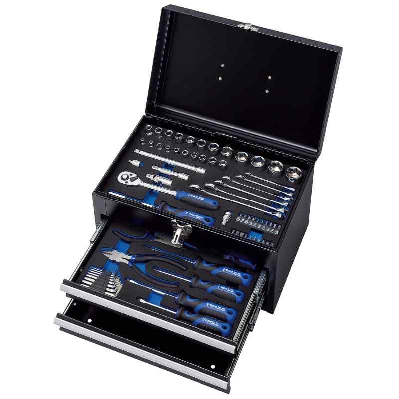 イーバリュー(E-Value) 整備工具セット ツール70点+ツールチェスト ブラック EVAマットトレー仕様 各種メンテナンス対応 バイク 自動車 DIY 日曜大工向け EST-2270BK入組数:70pcsセット内容1:ツールチェスト・...
