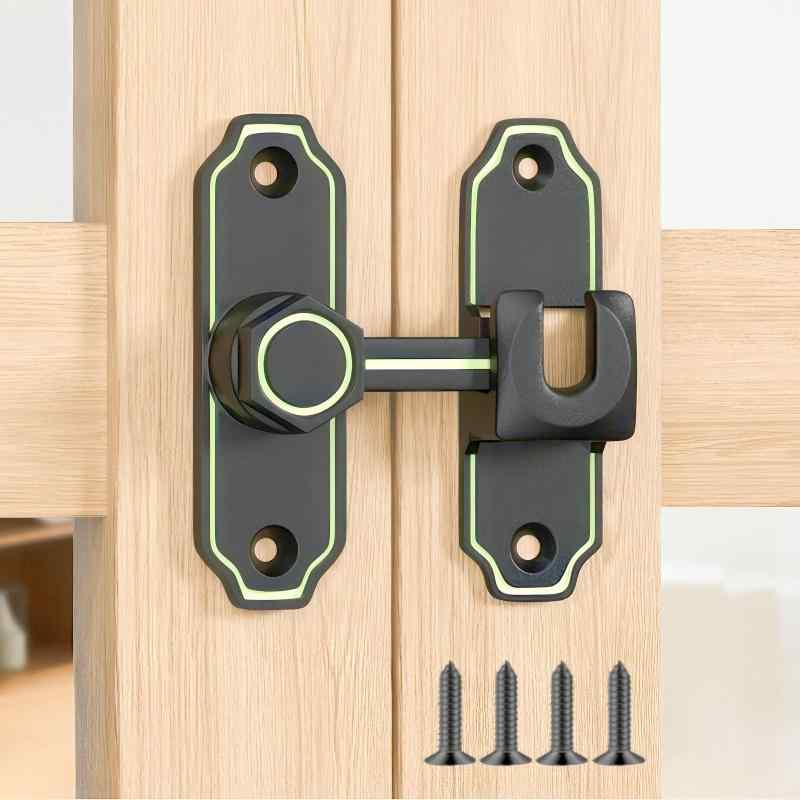 AILEWE ドアバックル 蛍光 回転式 グレー 90度/180度兼用,ドア留め金ロック 引き戸 鍵 後付け 亜鉛合金,ドアロックボタン スライディングドアロック 補助錠 内鍵 防犯対策 ネジ付き【高品質ドアラッチ】頑丈なドアバックル金具は...