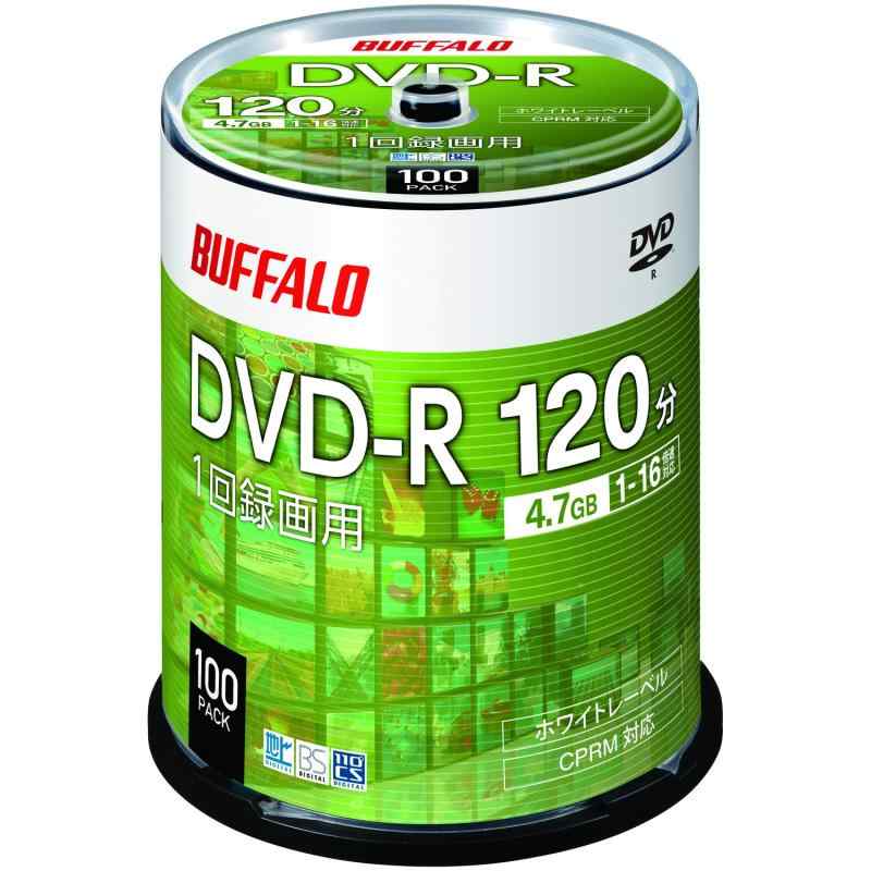 【】 バッファロー DVD-R 1回録画用 4.7GB 100枚 スピンドル CPRM 片面 1-16倍速 【 ディーガ 動作確認済み 】 ホワイトレーベル RO-DR47V-100PW/N【タイプ】録画用DVD-R 100枚入り【用途】1...