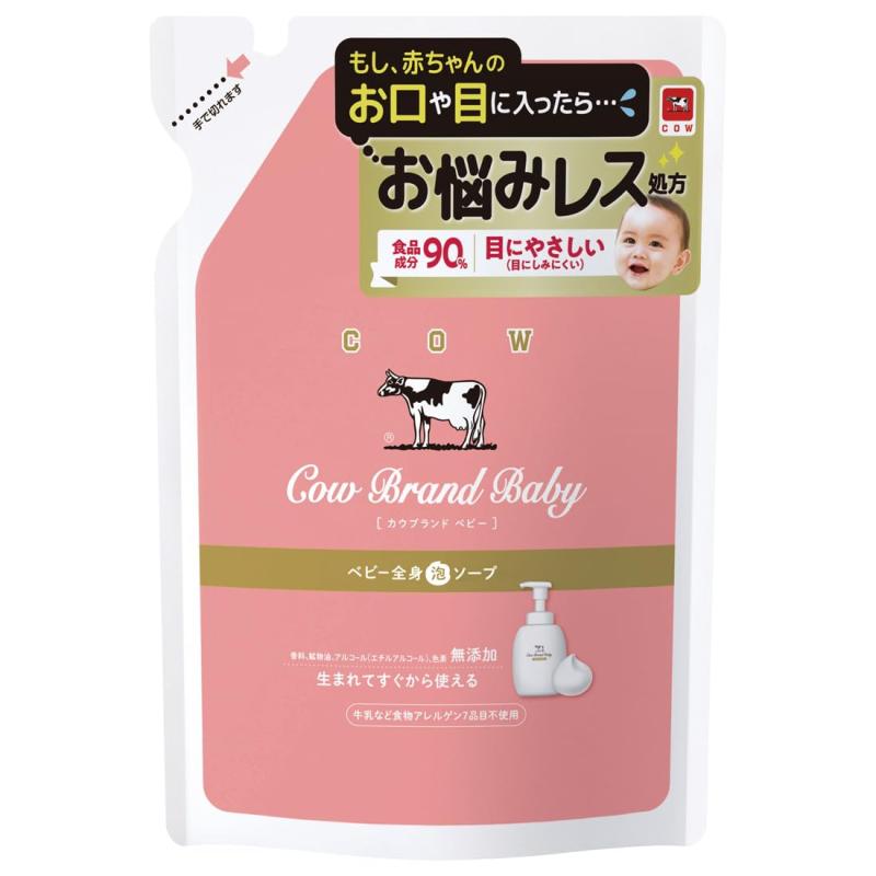カウブランドベビー 全身泡ソープ 詰替用 350mL 食品成分90％ 目にしみにくい 低刺激赤ちゃんのお口・目に入る「お悩みレス」。牛乳石鹸のカウブランド　ベビーシリーズ