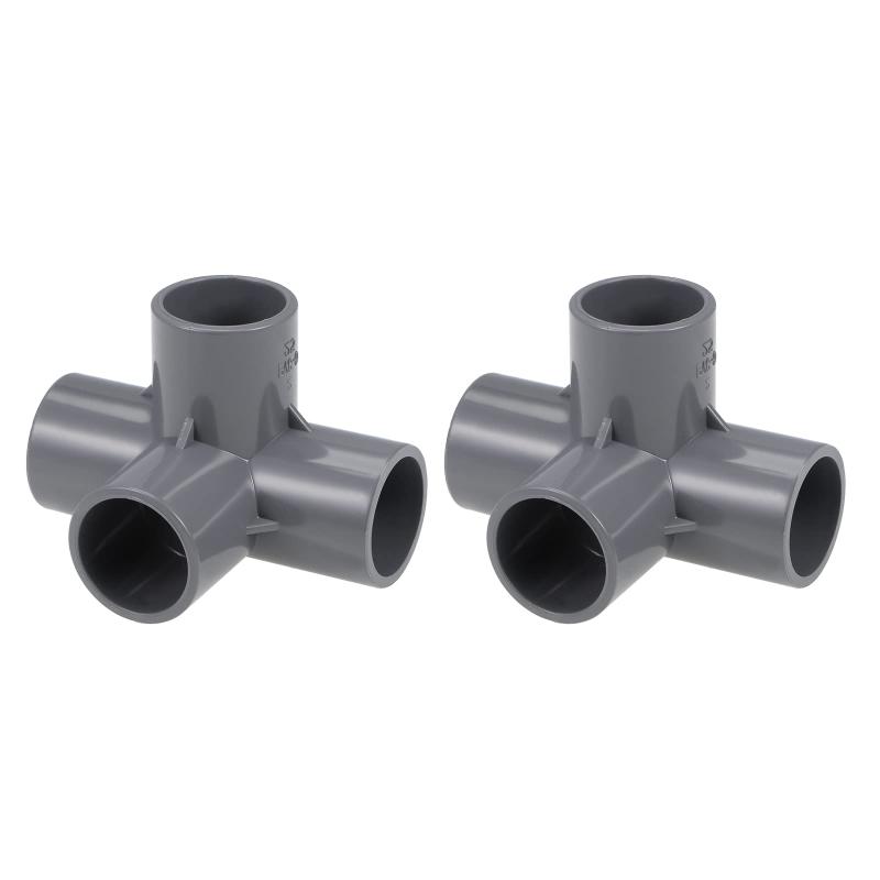 METALLIXITY ティーPVCパイプ継手 25 mm 2個 4方向 エルボー PVC パイプ継手家具コネクタ 水供給 ビルド DIY ガーデン シェルフ 温室用 グレー[1]: 適用 - このパイプコネクタは、通常、排水管、家の装飾、...