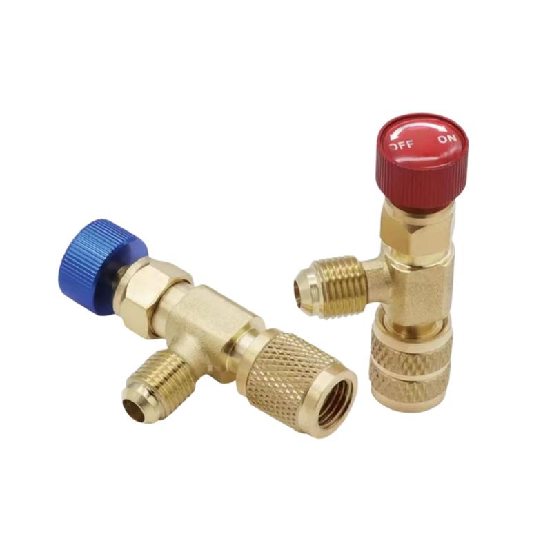 コントロールバルブ 2個セット R410a R32 1/4"オスx1/4"メス 5/16"メス エアコン ガスチャージバルブ 冷媒チャージングホース用流量制御弁 異径 変換アダプター 流量制御 エアコンチャ2個...