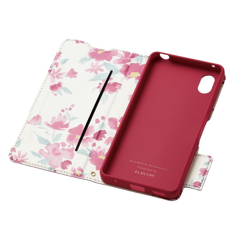 エレコム Xperia Ace III (SO-53C / SOG08) ケース カバー レザー 手帳型 マグネット付きフラップ 花柄 (ケース内側) 耐衝撃 超軽量 薄型 ストラップホール付 ピンク PM-X223PLFUJPND本体の薄...