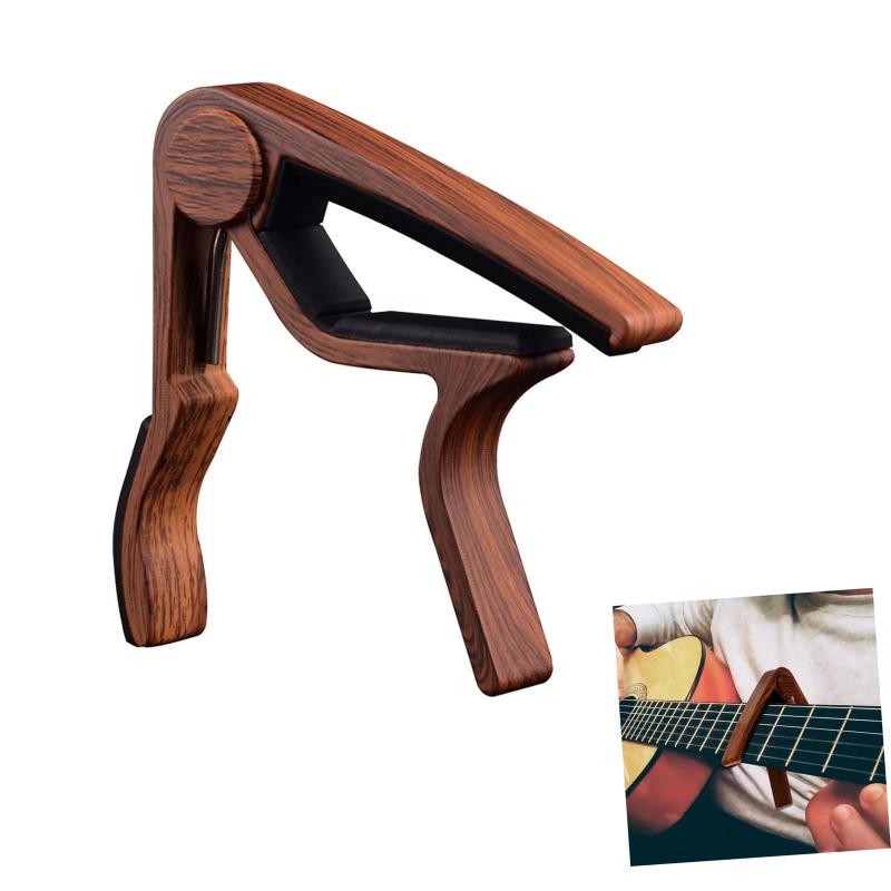 Mirhua ギターカポタスト アコギカポ ワンタッチ式 ティックギタースト クリップオンチューナー 楽器(木目調)【使いやすさに優れた設計】片手でも素早く装着でき、取り外しや使用も非常に簡単です。不使用時はギターヘッドに挟んでおくだけで、...