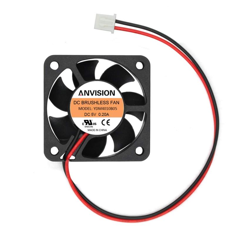 ANVISION 40mm x 10mm DC 5V ブラシレス冷却ファン デュアルボールベアリング、2ピン定格電圧:5V DC、電流:0.2A風量:5.32CFM、スピード:6000RPM、ノイズ:26.26dBAベアリングタイプ:デュア...