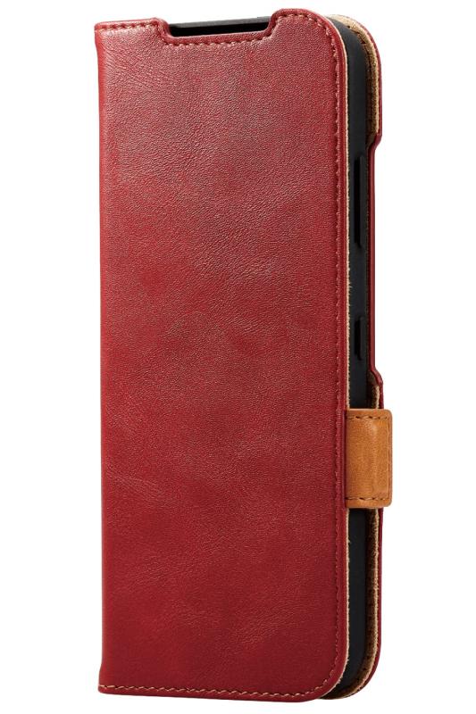 エレコム かんたんスマホ3 ケース カバー 手帳型 革 レザー マグネットフラップ 受話口付きフラップ カードポケット付き ストラップホール付き レッド PM-K222PLFYRD機能性とデザイン性を備えた、革のようなやわらかな風合いのかん...