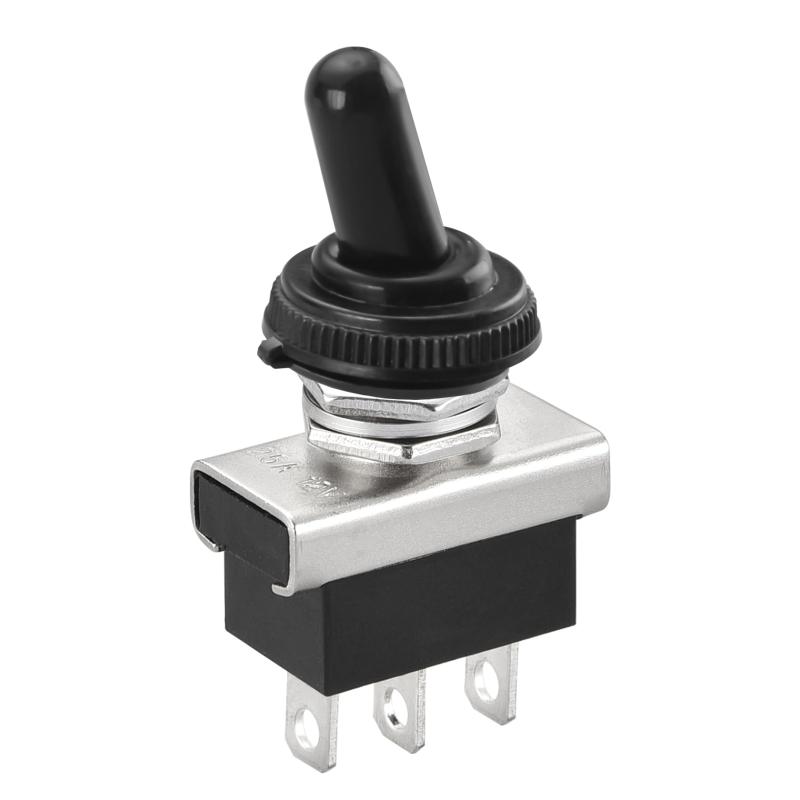 Heschen 車用トグルスイッチ, KN3D-102, ON/OFF SPST 3ピン 2ポジション 12VDC 25A 防水キャップ付き入力：12VDC,25A取付穴サイズ：12.2mmSPST, オン/オフ(ON-OFF)全体のサイズ...