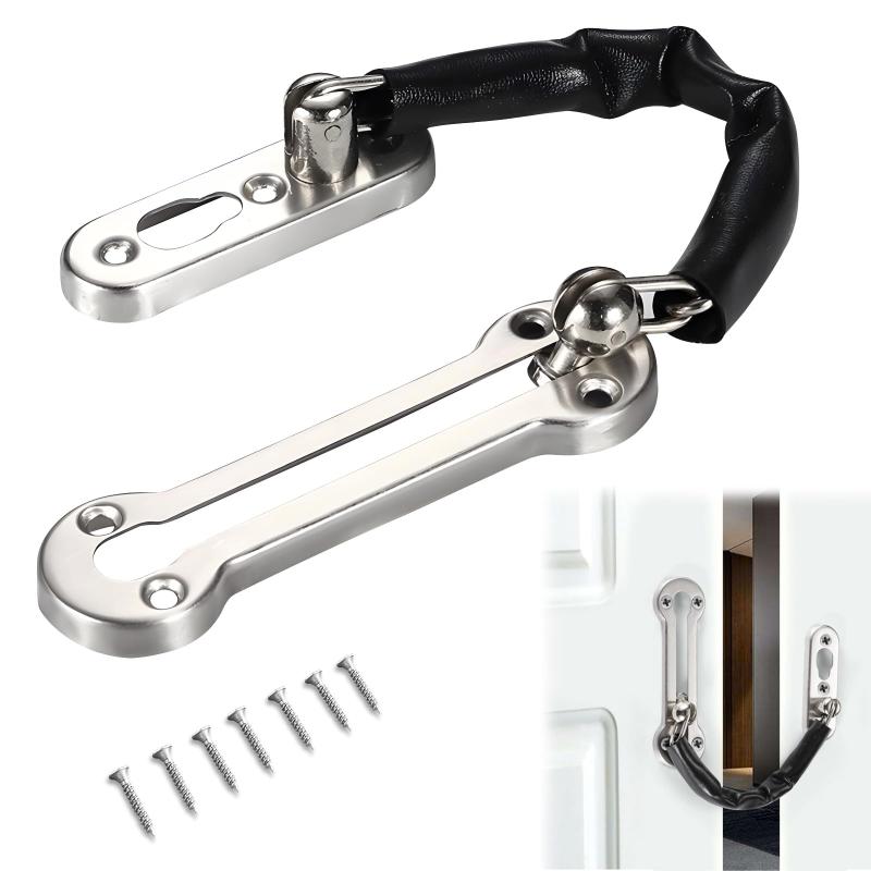 RICISUNG ドアチェーン ステンレスドアチェーン 補助錠 玄関 防犯 ロック ステンレス 押しボタン式ドアガード セキュリティロック ドアチェーンロック セキュリティドアチェーン ドア用防犯【ステンレススチール製】このチェーンロックは...