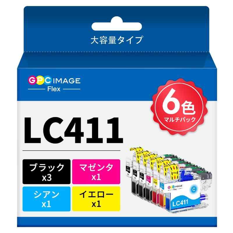 GPC Image Flex LC411 LC411-4PK ブラザー 用 インク LC411 4色セット + LC411BK 2本 大容量 brother 対応 インクカートリッジ LC411 LC411BK J926N J904N J7...