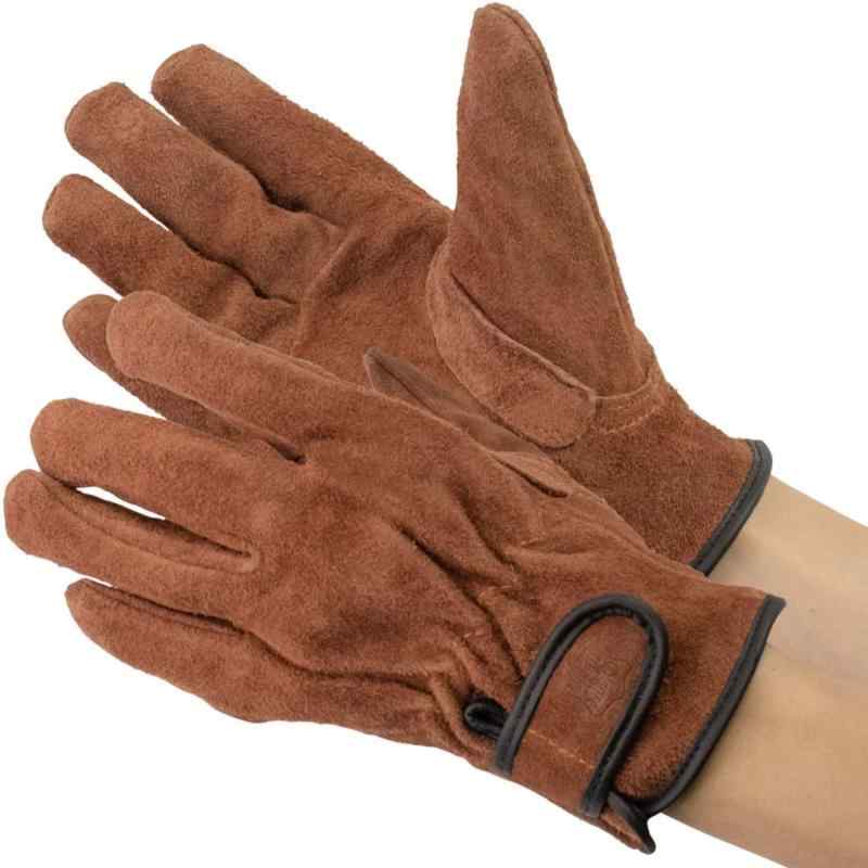 ユニワールド オイル牛床革手袋 KS847 ブラウン 内縫い通年用<br>・洗って使える便利な革手袋内綿付でソフトな肌触りです。鉄工、金属業、土木、建築、鉄筋、仮枠、荷役、運送、農業、林業、日曜大工などの作業時。牛床革