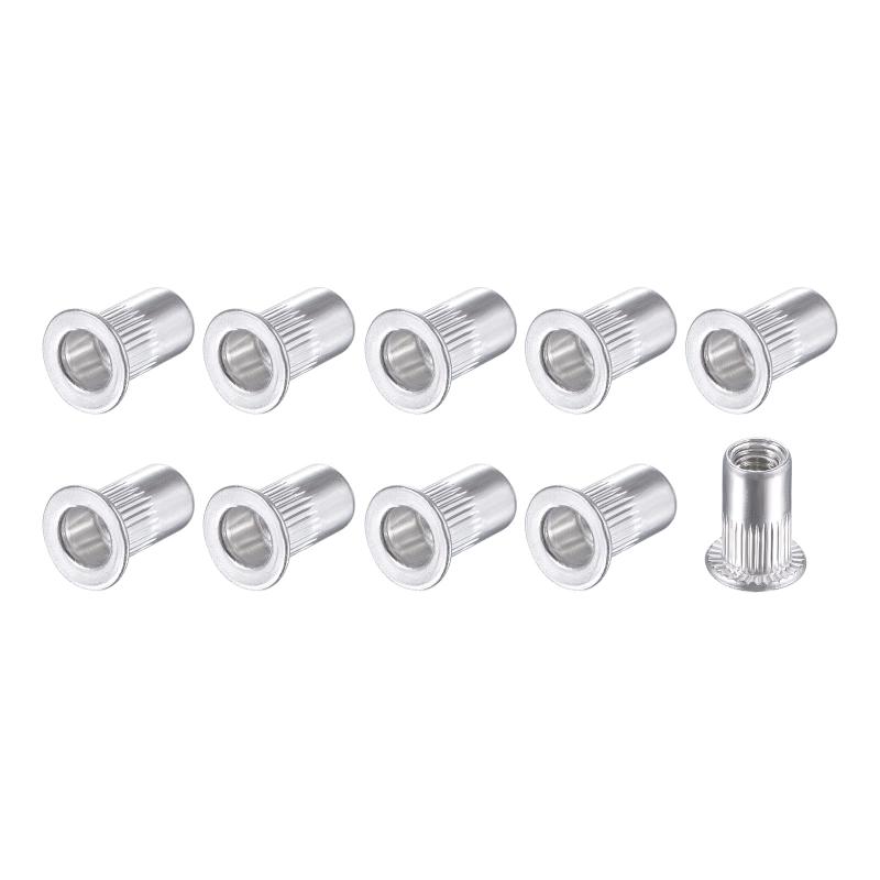 METALLIXITY リベットナット (M4) 50個 アルミニウム合金 ローレットねじ込みインサート ナット 家具用 機械式ファスナー シルバートーン[1]: 適用対象 - リベットナットは、住宅建設における金属板または非金属、木材、そ...