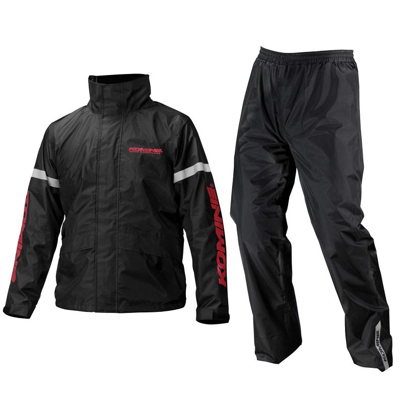 コミネ(KOMINE) バイク用 レインウエア STDレインウェア RK-543 896 雨具 カッパ 03-543 メンズ Black Lサイズ:L色:ブラックセット内容:上下セット防水素材リフレクター携帯に便利なポーチ付属