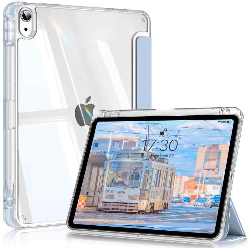SQBEBS iPad 11世代 ケース (A16) 2025 iPad 第11/10世代 10.9インチ 2022 透明 アクリル カバー ペンシルホルダー付き 三つ折りスタンド Touch IDと オートスリープ 機能対応 超スリムス ...
