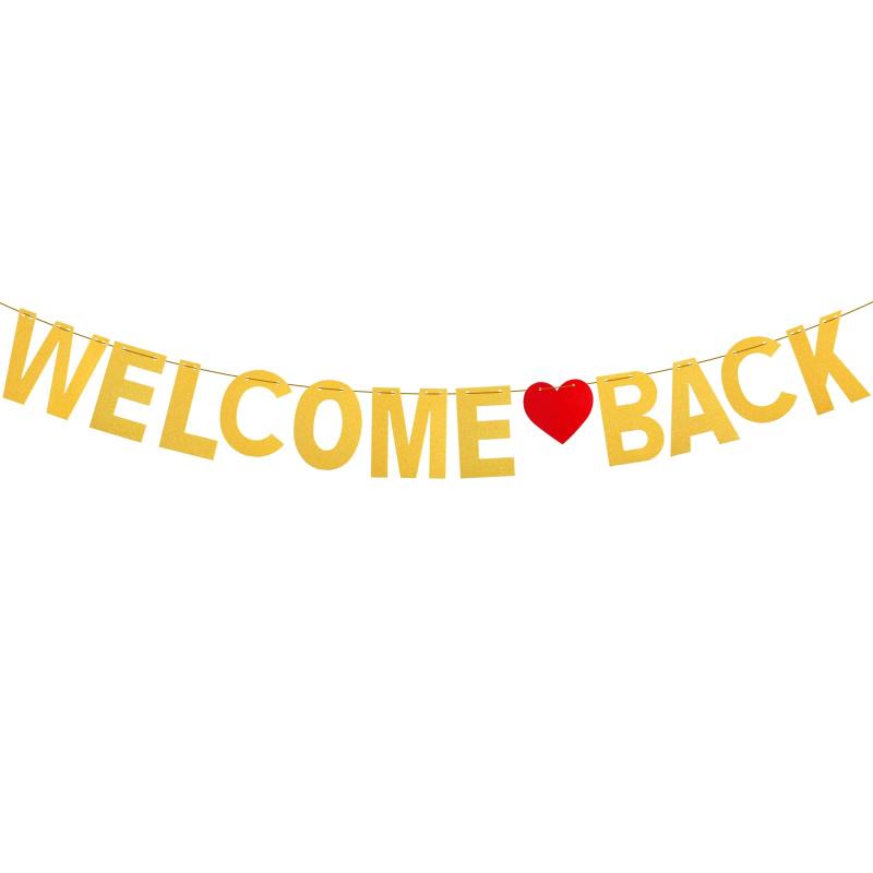 STOBOK おかえりなさい バナー ガーランド ゴールドグリッター キラキラ 飾り付け welcome back 装饰 歓迎会 退院祝い 出産 部屋 装飾 ウェルカムスペース 吊り下げ 横断幕 パーティーグッズ お祝【華やかなデザイン】 ...