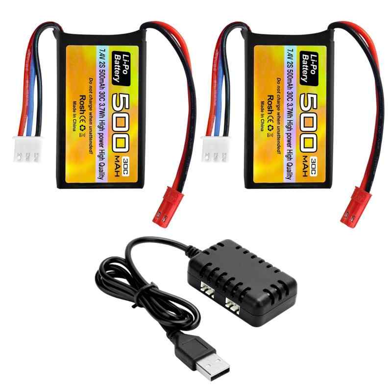 2PCS 7.4V 500mAh 30C リチウム電池とJST-2Pプラグに適合するリモコンヘリコプター4軸飛行機小型航空機小型FPVレーサードローンRC自動車、トラック、高速車バッテリー互換性：この7.4V 500 mAh 30 C JS...