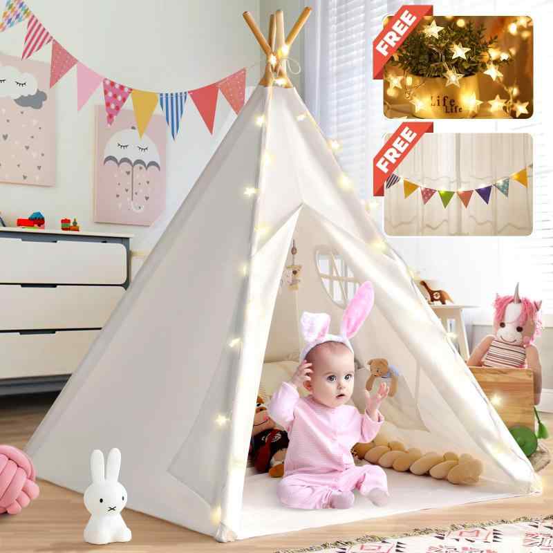 キッズテント 子供テント 室内テント TEEPEE ティピーテント 子供用テント 秘密基地 高通気性 ミニテント こども用 おしゃれ 女の子 男の子 北欧 折りたたみ プレイハウス テントハウス プレ【プレイ空間】ティピーテントは子供が自由...