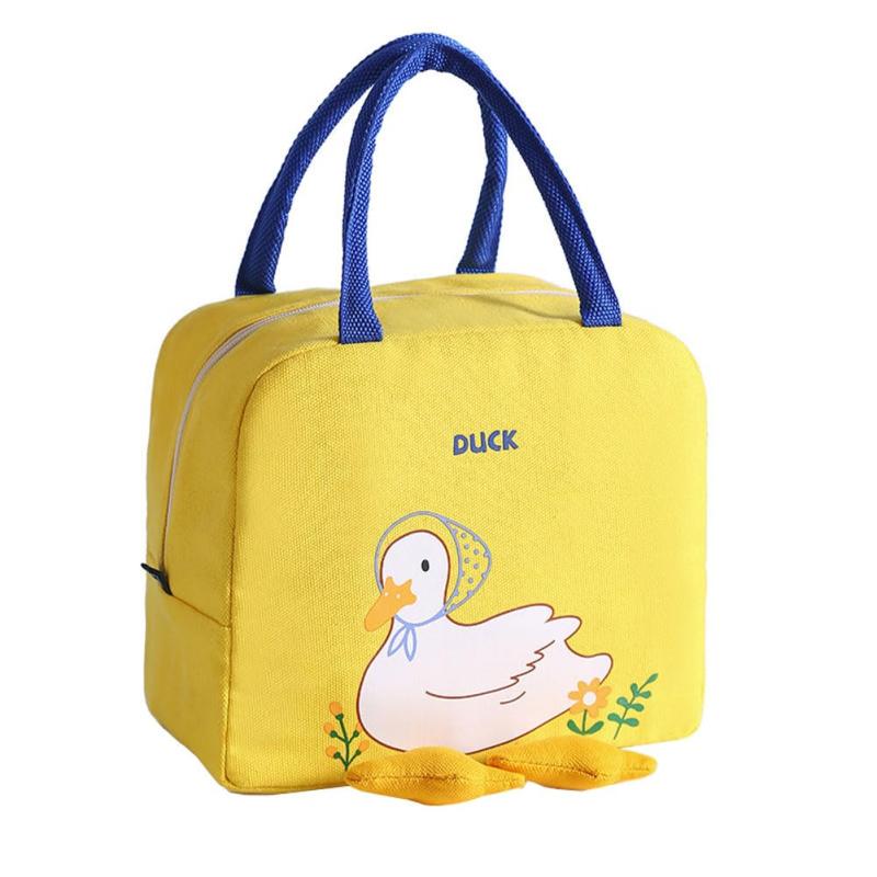 ランチバッグ 保温 保冷バッグ かわいい 弁当バッグ ダック足付き お弁当袋 動物柄 ランチトート 大容量 お弁当入れ キャンバス 手提げバッグ 小さめ 可愛い 軽量 通勤 通学 おしゃれこのランチバッグは容量たっぷりなので、お弁当箱、サン...