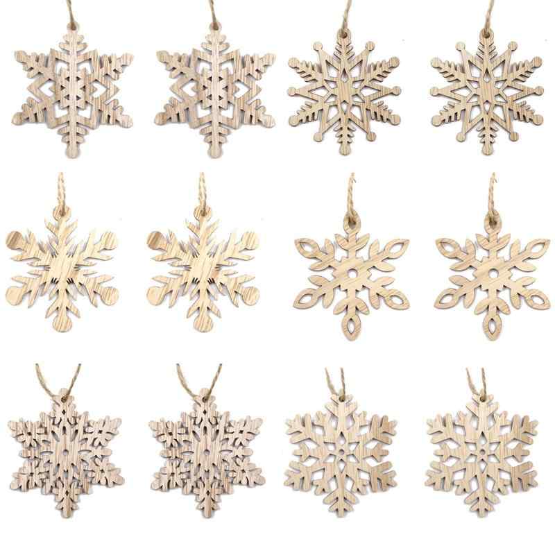 harukita クリスマス オーナメント スノー 雪の結晶 北欧 木製 飾り付け オシャレ クリスマスツリー 飾り おしゃれ インテリア DIY 12枚セットクリスマススノーフレークオーナメント12 個セット、6種類の異なる雪の形のデザイ...