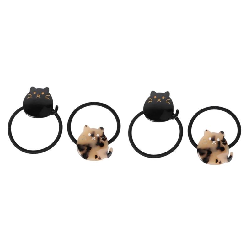 FOMIYES 4 個 面白いヘアリング 猫のヘアバンド ヘアリングかわいい 女の子のためのヘアリボン 女の子シュシュ 滑り止めヘアゴム 猫の弾性ヘアゴム 髪飾り ヘアリング猫 女の子のヘアリングヘアリング猫：優れた技量とデザインを備 この...