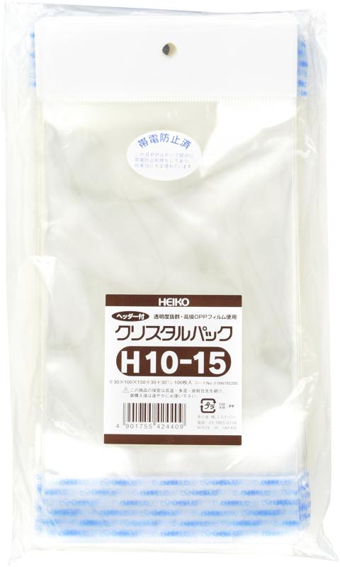 シモジマ ヘイコー 透明 OPP袋 クリスタルパック ヘッダー付 10×15cm 100枚 H10-15 006792200透明度と強度に優れたポリプロピレン製の「クリスタルパック」。ヘッダー付でフックに掛けられます。たっぷり使える大容量タ...