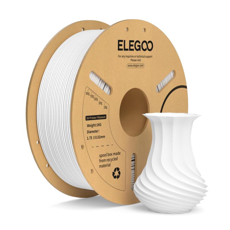 ELEGOO PLA Plus フィラメント 1.75mm PLAプラス 3Dプリンター用フィラメント 寸法精度 +/- 0.02 mm 強靭で高強度 ほとんどの3Dプリンターと互換性がある (1KG/Spool, 2.2 lbs) 白色【...