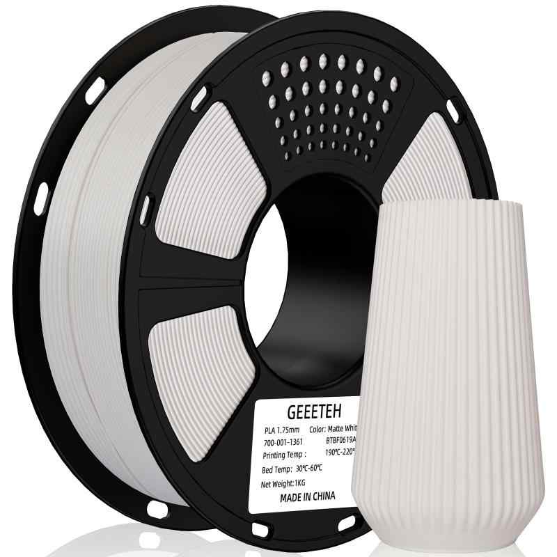 GEEETECH（ジーテック） フィラメント 1.75mm 3Dプリンター用フィラメント 3Dプリンター用フィラメント 3Dプリント素材 マットホワイト。【高品質】このフィラメントは、より豊かなディテールのマットな質感のプリントを実現します...