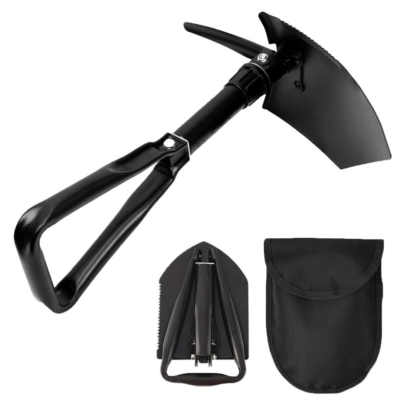 Aquafix スコップ 高炭素鋼 シャベル 多機能シャベル 収納バッグ付き 折りたたみ式 車載 緊急ツール 登山/キャンプ/アウトドア/雪かき/防災/園芸用【軍事グレード熱処理高炭素鋼】全長58cm→折り畳み25cm。熱処理シャベルヘッド...