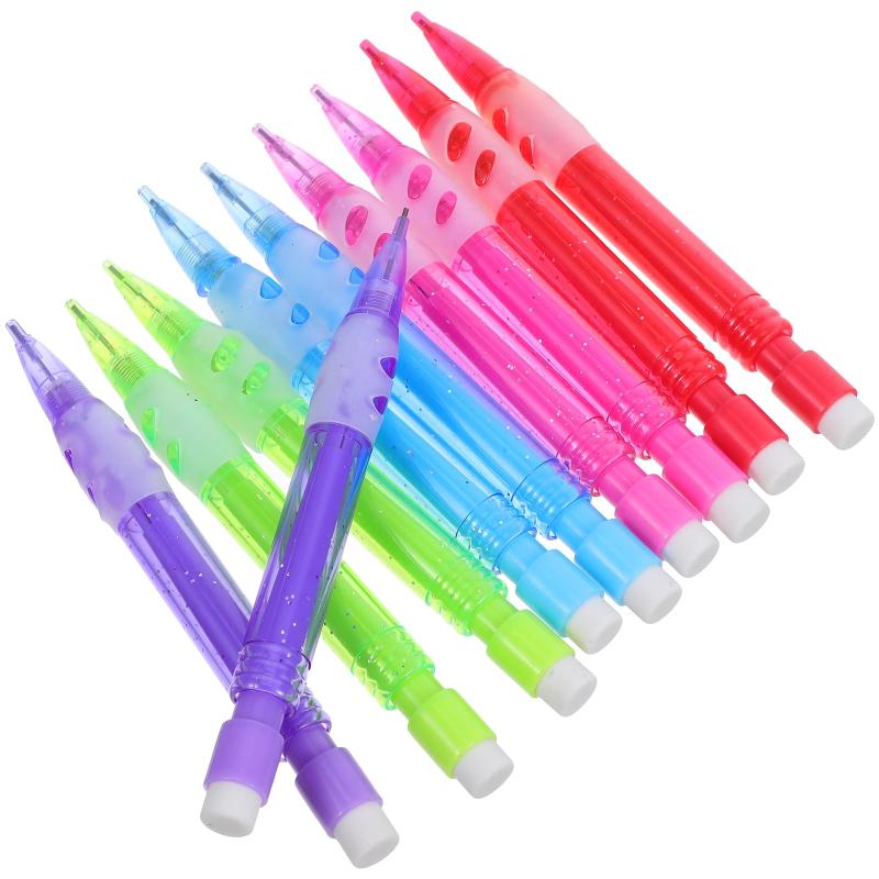 TEHAUX 10本セット 0.7Mmミニメカニペンシル 自動鉛筆 ポケットサイズ 軽量コンパクト 書きやすい 消しゴム付き 学校 オフィス用コンパクトサイズと携帯性：全長約9.5cmのミニメカニペンシルは軽量で持ち運びがしやすく、ポケット...