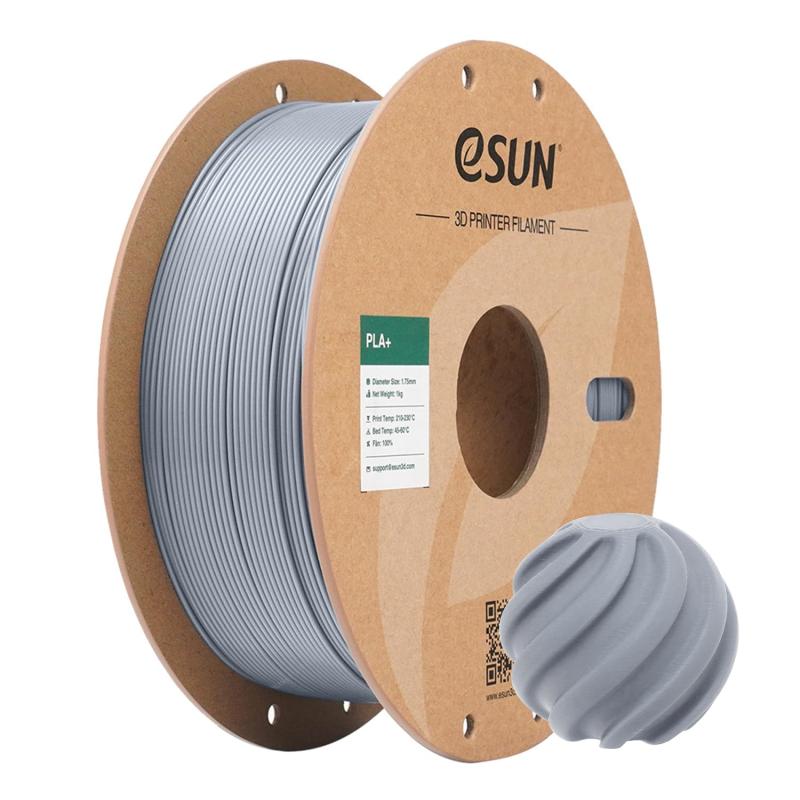 eSUN PLA Plus 3Dプリンターフィラメント PLA+ 寸法精度+/-0.03mm、1.75mm径 3Dプリンター用 正味量1KG (2.2LBS) スプール造形材料PLA材料 (銀)【エコな材質】環境に優しいPLA材質で無毒・匂...