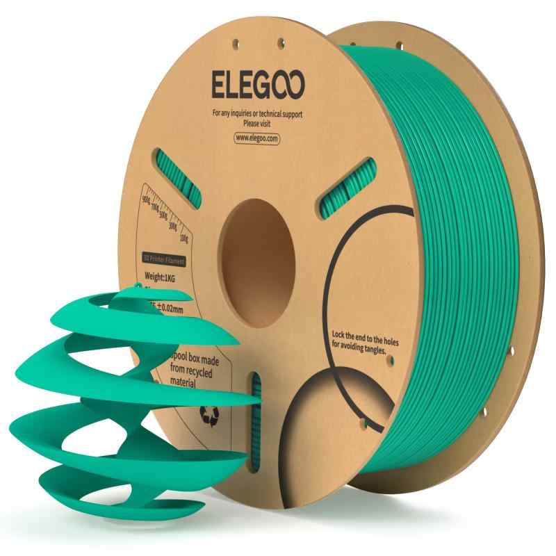 ELEGOO PLAフィラメント 1.75mm 3Dプリンター用フィラメント 寸法精度±0.02mm ほとんどの3Dプリンターに対応 (1KG/スプール 2.2 lbs) シーグリーン【高品質のPLAフィラメント】高品質のPLAで作られた、...