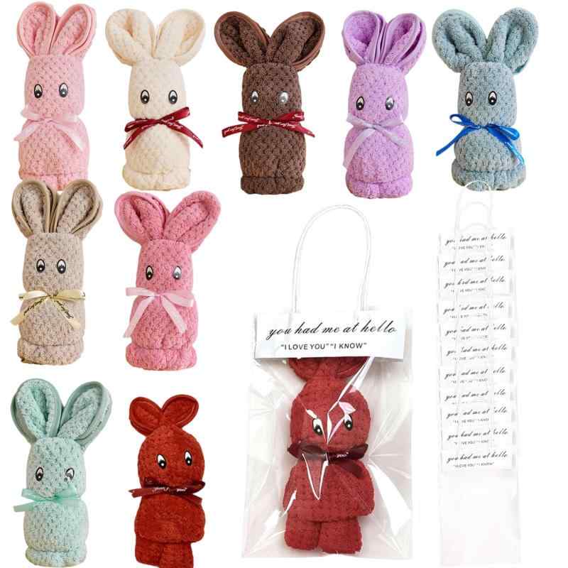 ハンカチ プチギフト ウサギ タオル ラッピング済 ハンドタオル レディース 女性 かわいい 人気 異動 引っ越し 挨拶 結婚式 誕生日 内祝い お返し 粗品 プレゼント お祝い セット【さまざまな用途】結婚式、同僚への退職祝い、転勤の挨拶...