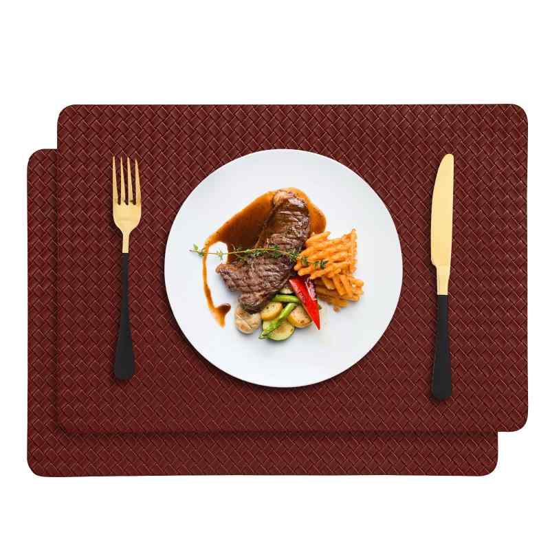 PinnWaa ランチョンマット おしゃれ 北欧 洗える 高質PUレザー 長方形 2枚セット ランチマット 拭き取り可能 耐熱 抗菌 滑り止め 防水 汚れ防止 食卓の雰囲気アップ 装飾 らんちょうマット