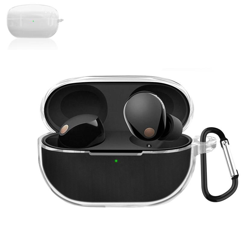 JXRICH For Sony WF-1000XM5 ケース ソニー WF-1000 XM5 用 カバー 落下防止 キズ防止 シリコンケース 装着充電可能 全面保護 カラビナ付き