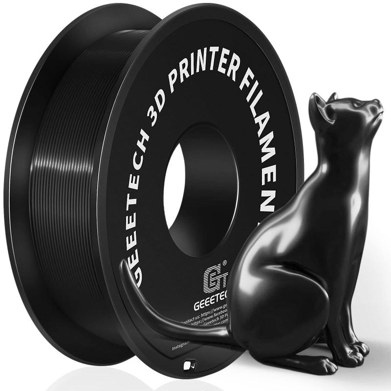 GEEETECH PLA フィラメント 1.75mm シルクブラック、3D プリンター用 PLA フィラメント、1kg スプール【スムーズな光沢、作品に独特の質感を与える】：シルク PLA の最も注目される点は、シルクのような繊細な光沢を持...