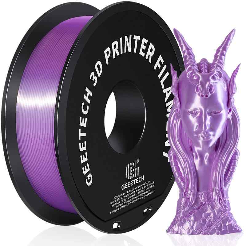 GEEETECH フィラメント PLA 3Dプリンター用フィラメント PLA シルク 造形材料 寸法精度+/- 0.02 mm 正味量1KG 1.75mm径 シルク紫/パープル【スムーズな光沢、作品に独特の質感を与える】：シルク PLA の...