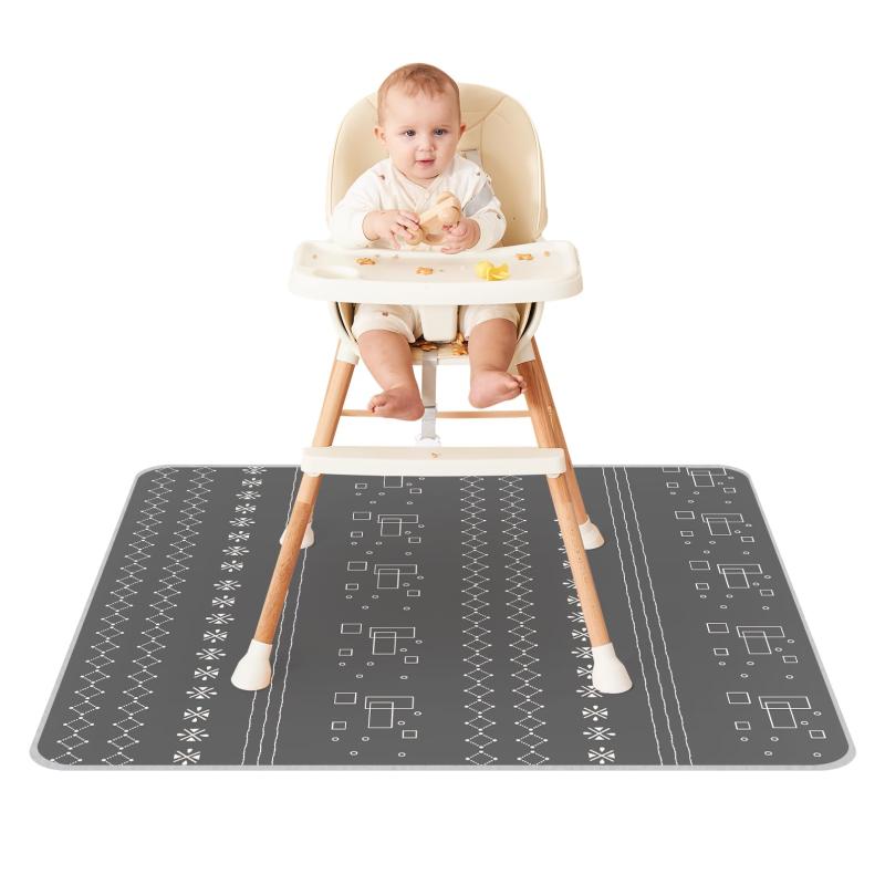 innokids お食事マット 食べこぼしマット 滑り止め 撥水加工 離乳食 130*130cm テーブルマット ベビープレイマット 防水 お絵かきマット 丸洗いOK (ジオメトリ（ダックグレー）)【お食事時間は楽になる】お子様はどんな時で...