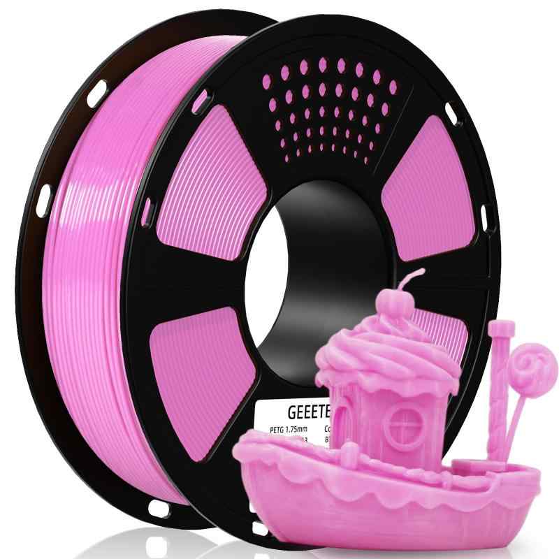 GEEETECH フィラメントPETG 3Dプリンター フィラメント PETG 造形材料 寸法精度+/- 0.02 mm 正味量1KG 樹脂材料 1.75mm径 ピンク Pink【丈夫で耐久性に優れています】1.75mm の PETG フィ...