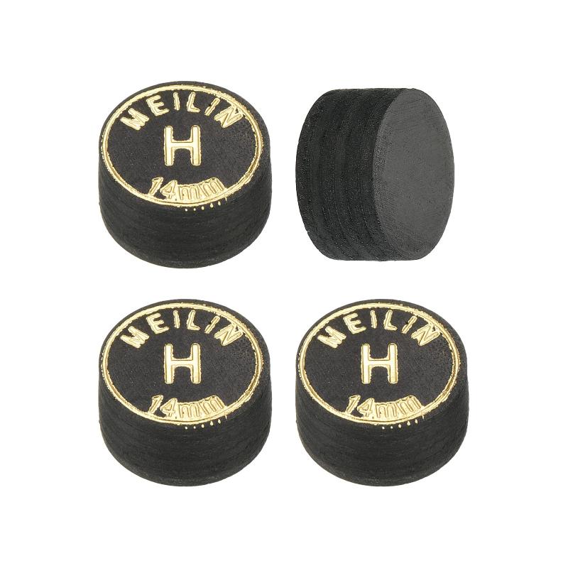 PATIKIL 14 mm プールキューヒント 4個 ハード 多層 プールビリヤードキューヒント 積層 グルーオン スヌーカースティックチップビリヤードアクセサリー ブラックスタイル: H (ハード);カラー：ブラック;直径: 14 mm;...