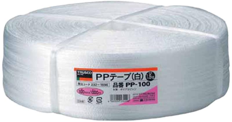 TRUSCO(トラスコ) PPテープ 100mm×1000m 白 PP-100 × 5巻 【ケース販売】色:白標準幅(mm):100長さ(m):1000製造国:日本質量(kg):1.5