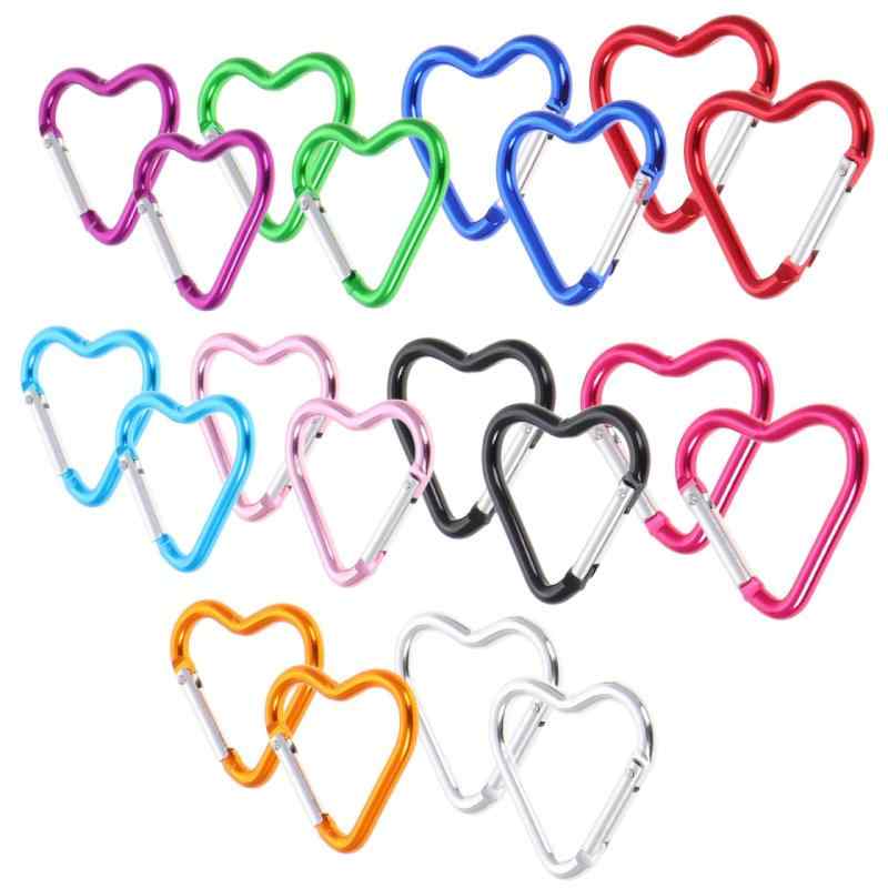 LEDMOMO カラビナ ハート型 20個セット キーホルダー アルミ製 軽量 おしゃれ かわいい キーリング フック 金具 パーツ DIY バッグチャーム アウトドア 釣り トレッキング (4.3cm ミックスカラー)【キュートなハート型...