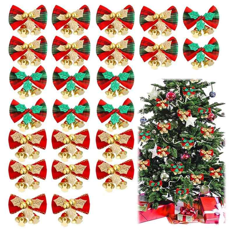 Forhomelife クリスマス 飾り リボン ツリー オーナメント 蝶結び レッド ゴールド シルバー クリスマスリース 飾り付け クリスマスプレセント ラッピング デコレーション 装飾