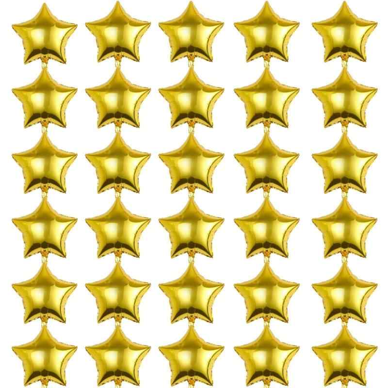 30 pcs 星の風船30個 バルーンBalloon約25 cm金色の銀色 アルミホイルバルーン 子供の誕生日,記念日,ベビーシャワー,結婚式,受付会,アフターパーティー,卒業式および学校または幼稚園の入場イベ【セット内容】合計30個、約2...