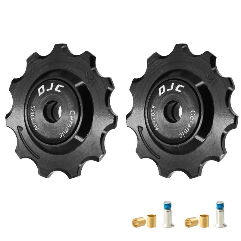 DJC 12スピード対応 セラミックベアリング プーリーホイール ガイドローラー 11T/12T/13T/14T 2個セット MTB ロードバイク用 リアディレイラー対応 AXS Tタイプ 平頂チェーン使用可 Di2対応 8 9 10 11...