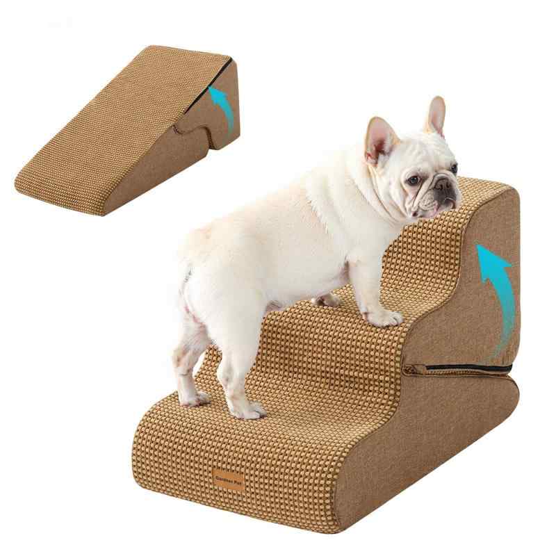 Gardner Pet 犬 階段 犬スロープ階段変形機能搭載 3in1設計 1台で「3段犬用ステップ＋スロープ変形＋相当2段高さ」を実現 リビング・寝室・ソファ横など幅広く活用 サイズ調整可能 (ブラウン)【3段＋スロープ＋2段相当の高さに...
