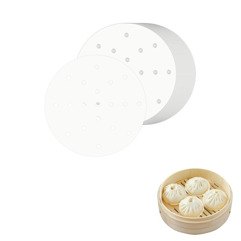 Charming Decoration せいろ シート 150枚入り 無漂白 セイロペーパー 使い捨て 蒸篭紙 丸型 蒸籠 穴あき 中華セイロ用調理用紙 蒸し器シート セイロ用紙 食材がくっつきにくいCharming Decoration ...