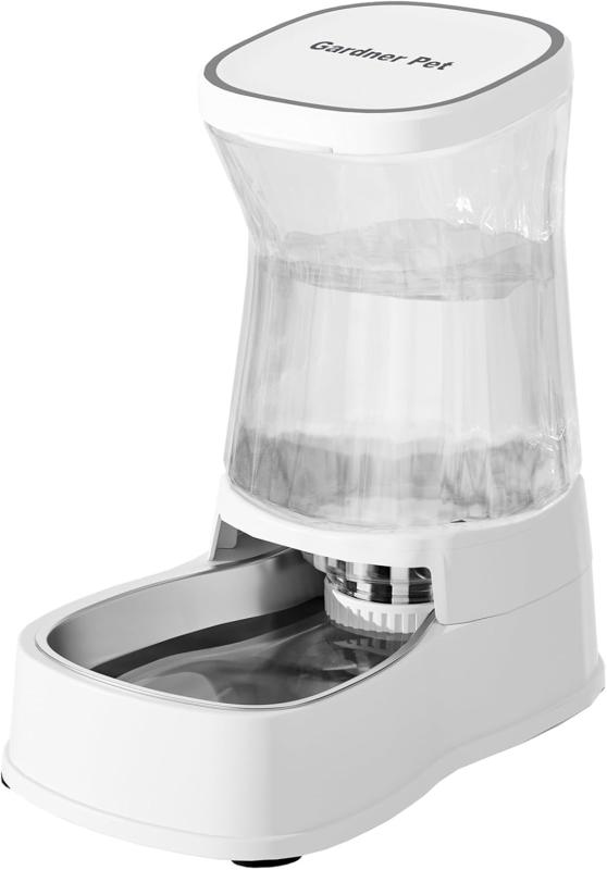 Gardner Pet 犬猫用 自動給水器 3.85L 大容量【ステンレス製ボウル + 交換不要フィルター】 ペットウォーターディスペンサー 小型犬 大型犬 子犬 猫用 宝石カットのクリアデザインで上品 水飲み【透明カットデザイン・宝石のよ...